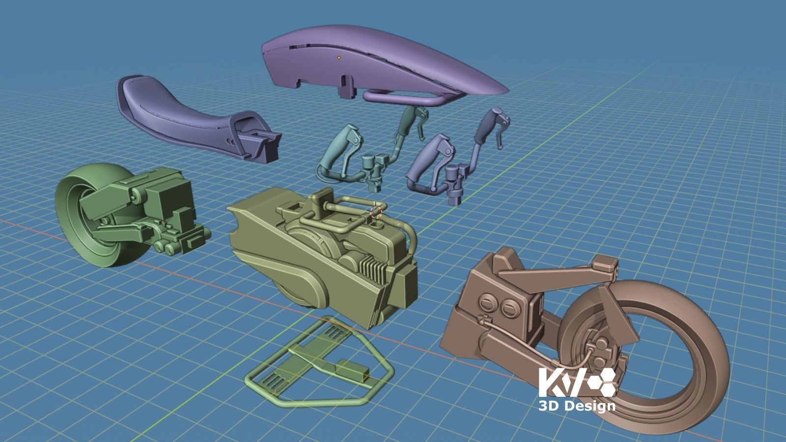 KV-Syd Mead Motorcycle 3D model 3D printable | CGTrader