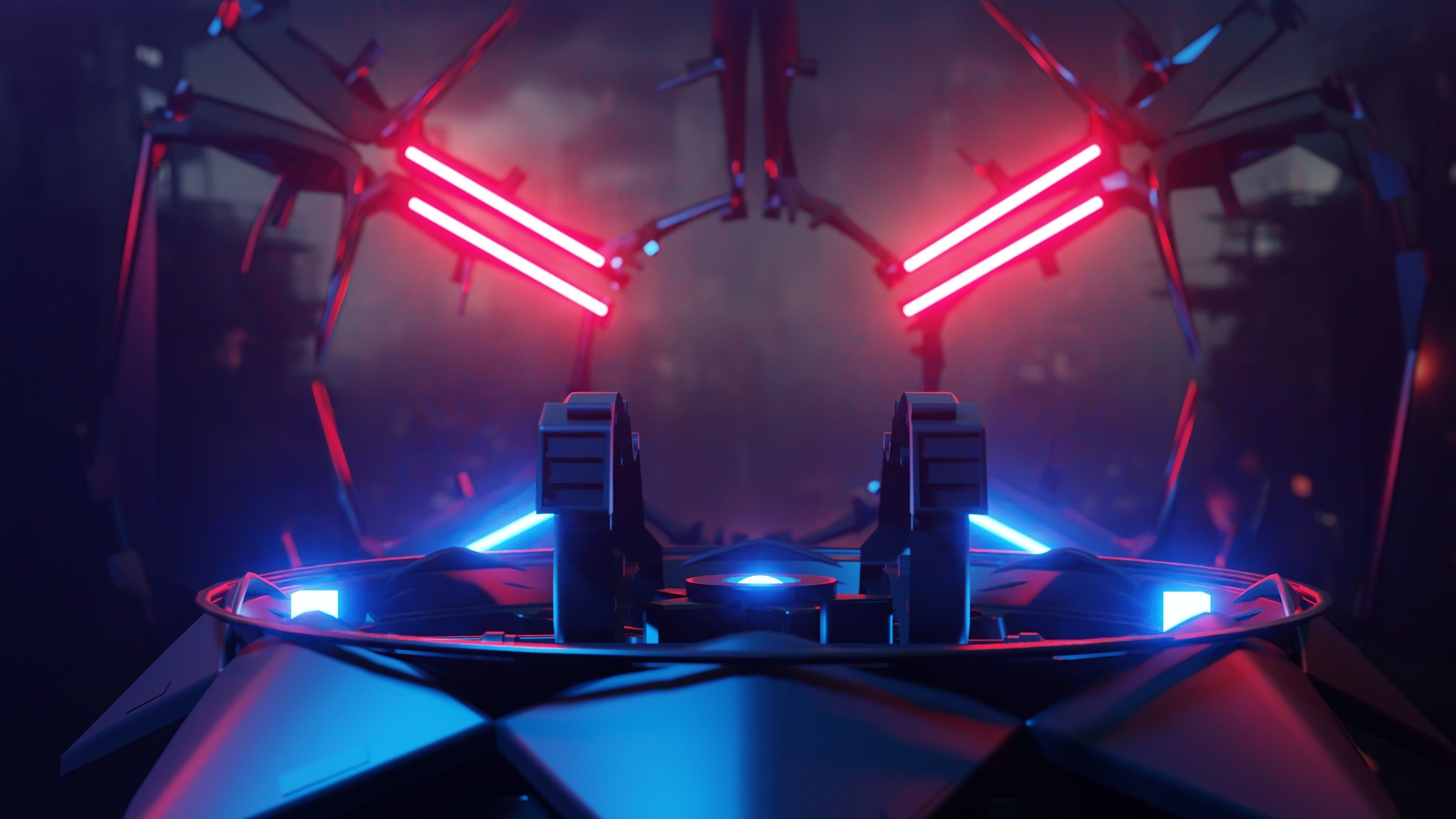 Concept Art Cyberpunk hard surface scene with neon lights 3D model ...