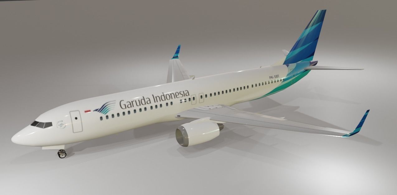 3D model Garuda Indonesia Boeing 737-800 3D Model with cockpit VR / AR ...