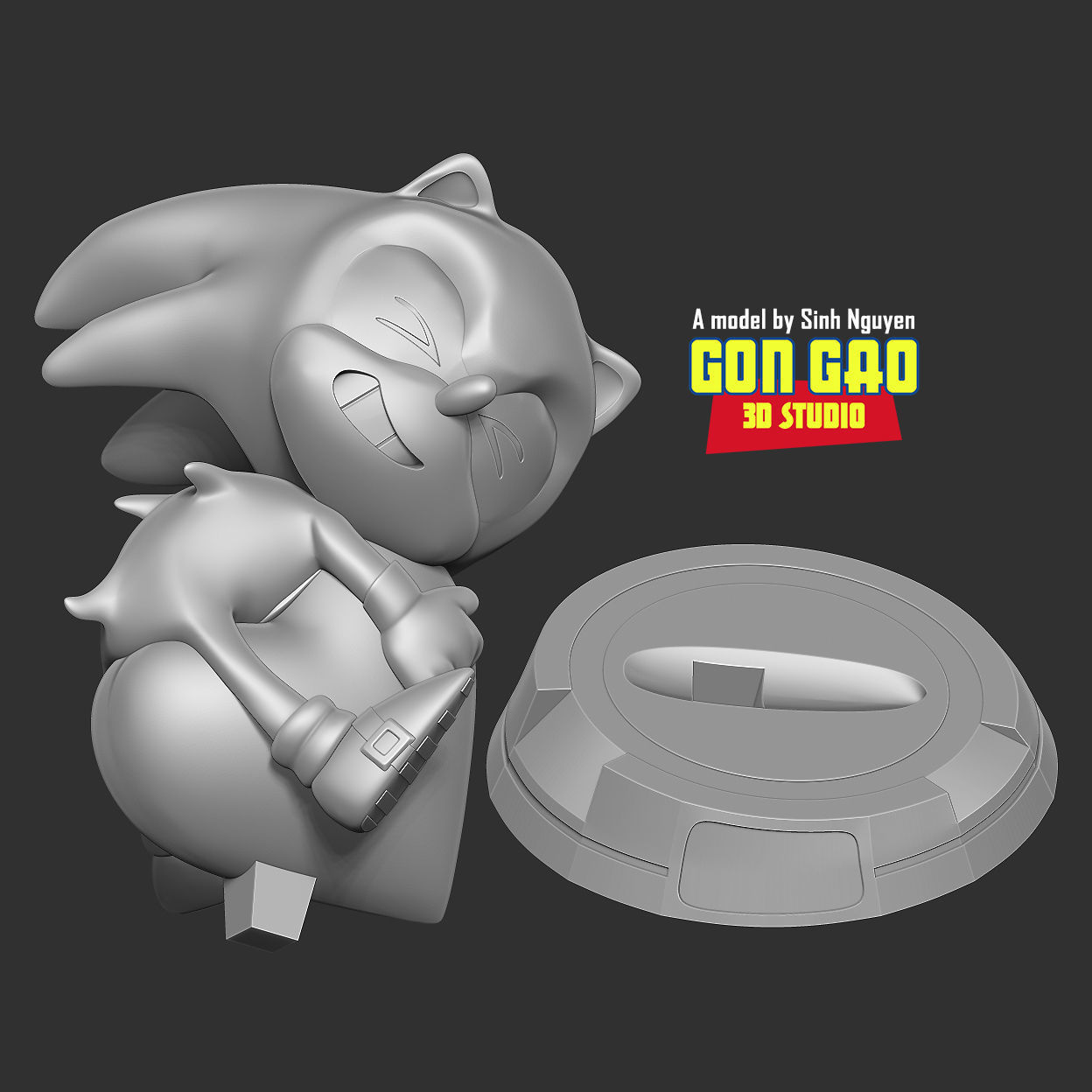 Kid Sonic holds red heart 3D model 3D printable | CGTrader