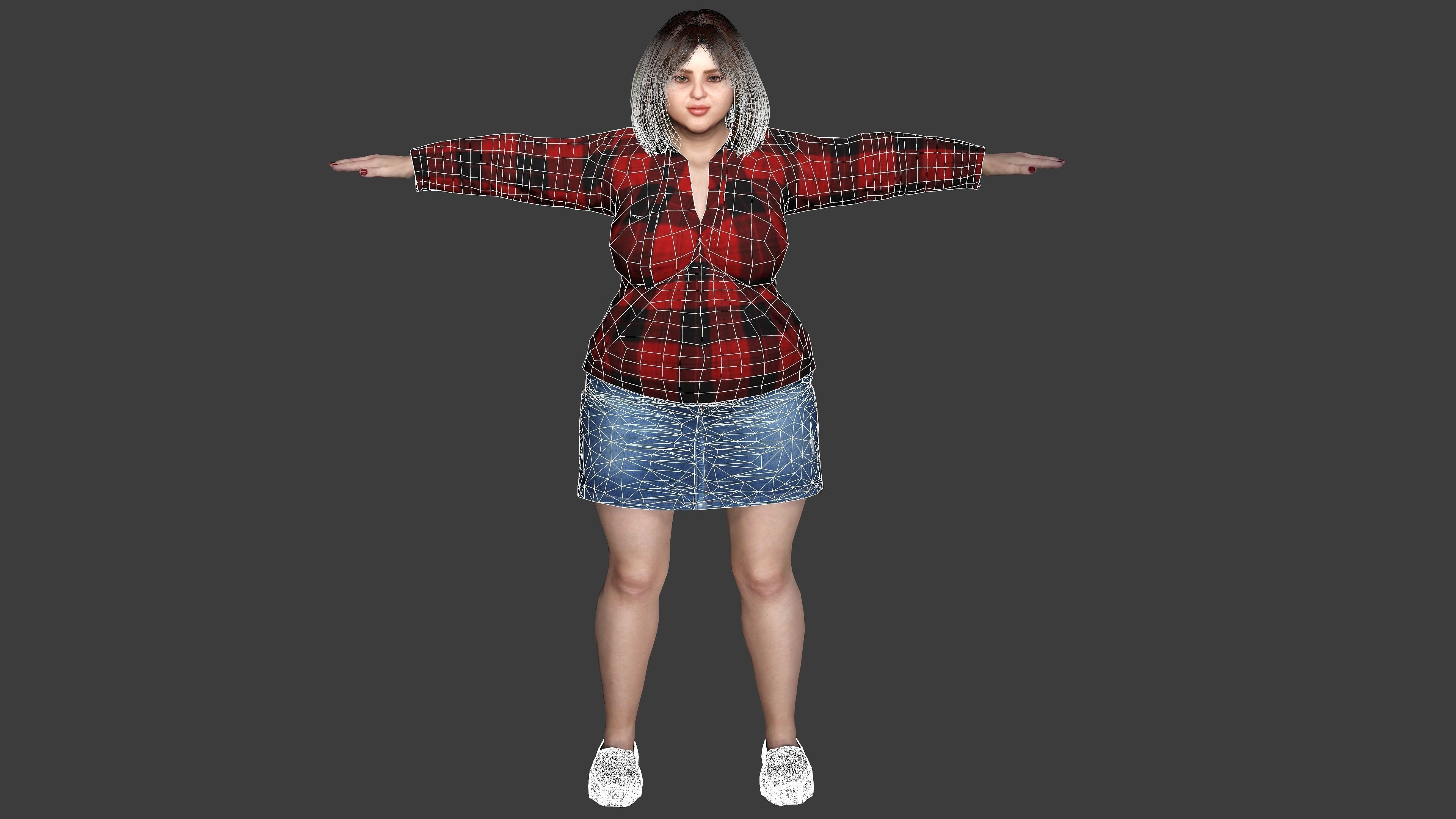 3D model AAA 3D REALISTIC FAT GIRL CHARACTER - CASUAL OUTFIT VR / AR ...