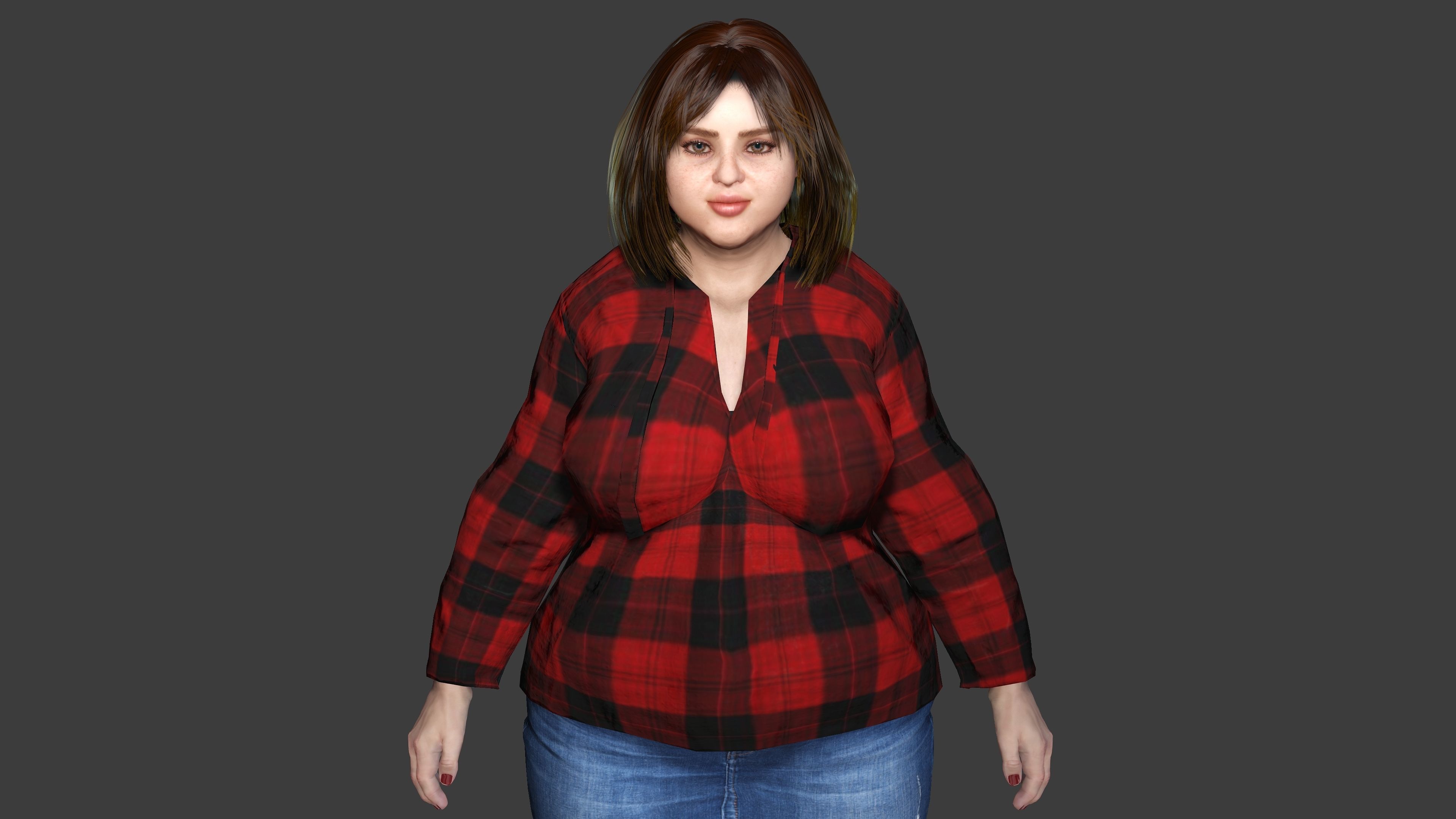 3D model AAA 3D REALISTIC FAT GIRL CHARACTER - CASUAL OUTFIT VR / AR ...