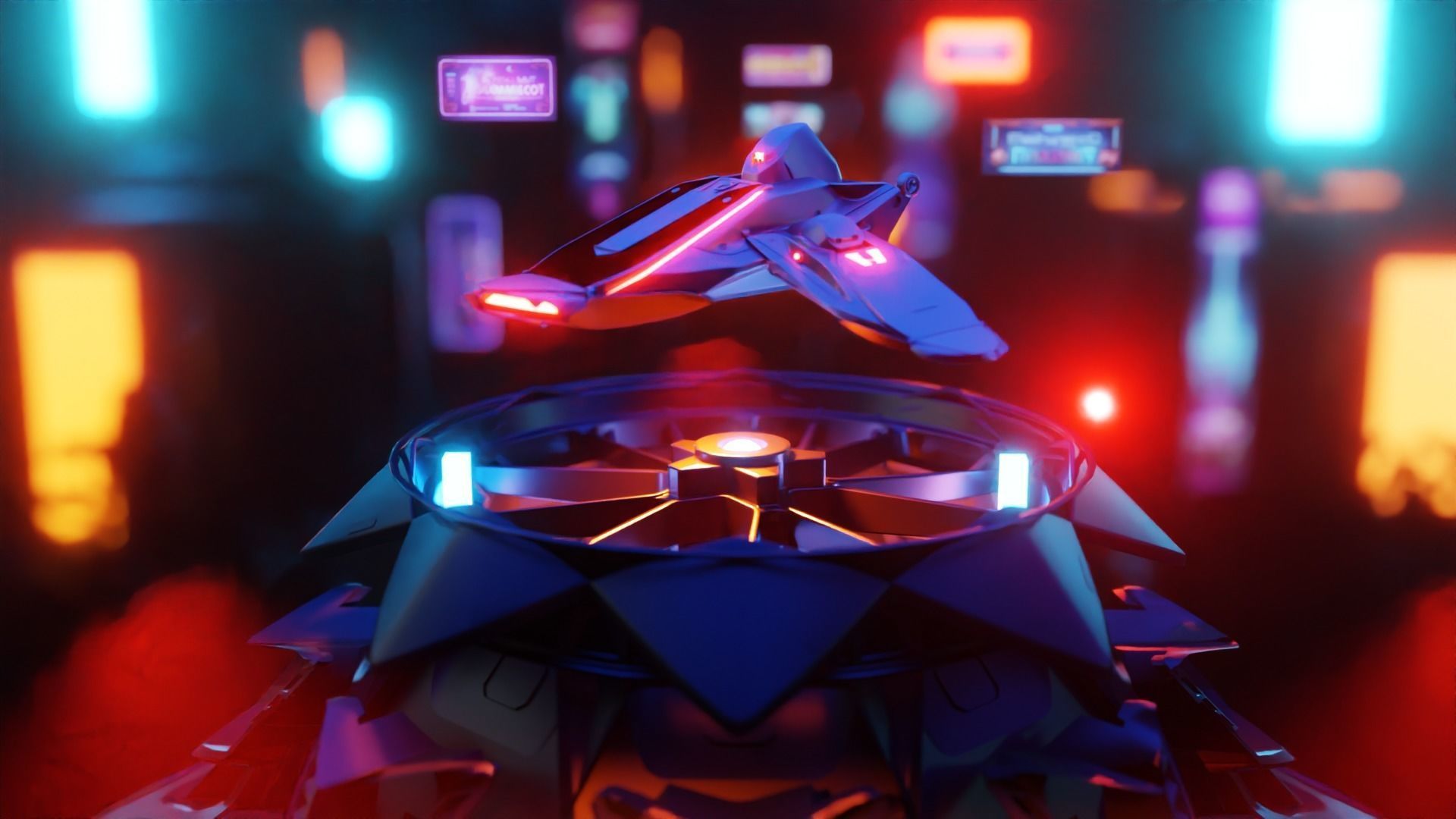 3D Futuristic Dark Platform and City Concept Art 3D model | CGTrader