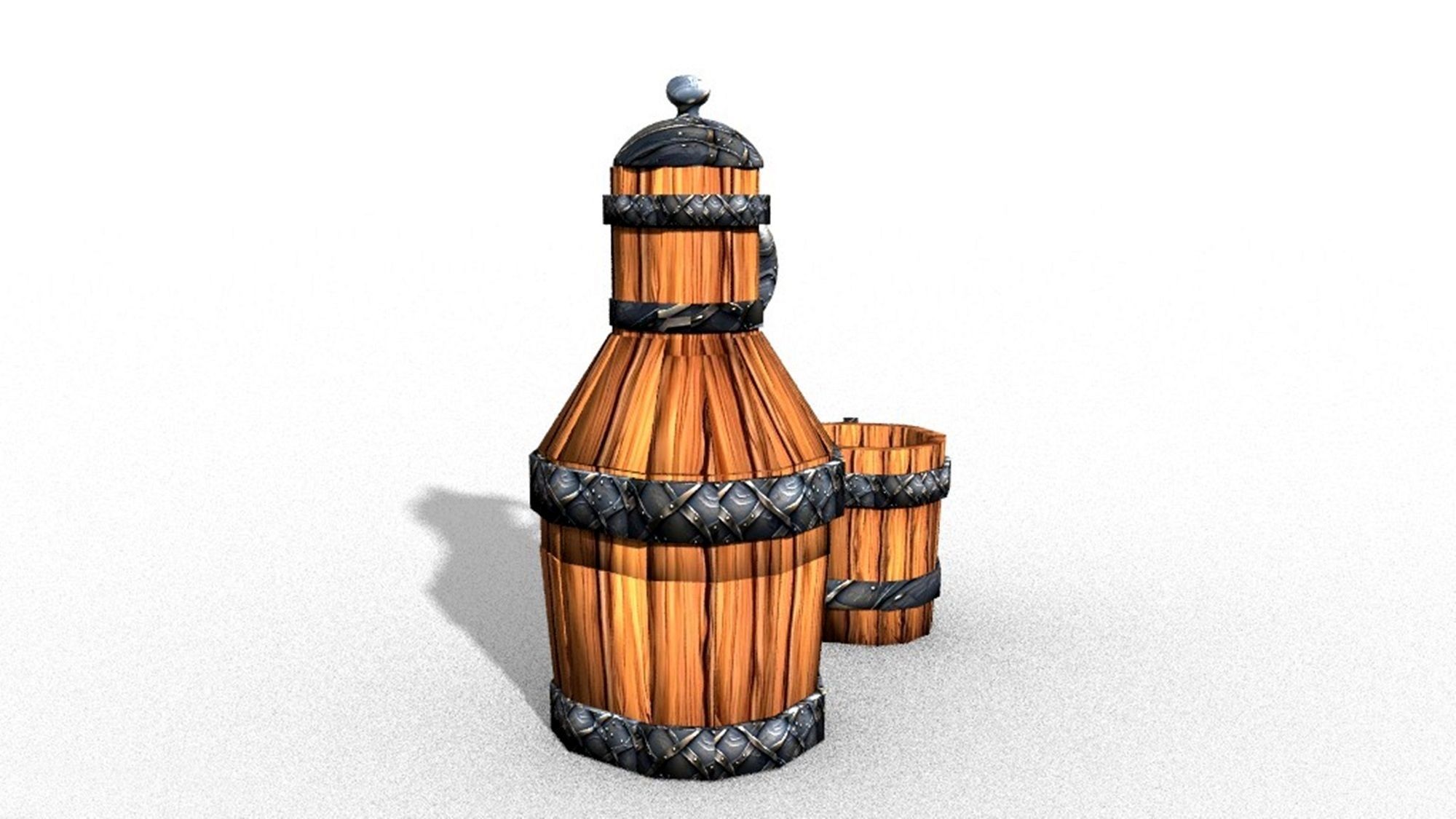 medieval cartoon pitcher and mug for tavern 3D model | CGTrader