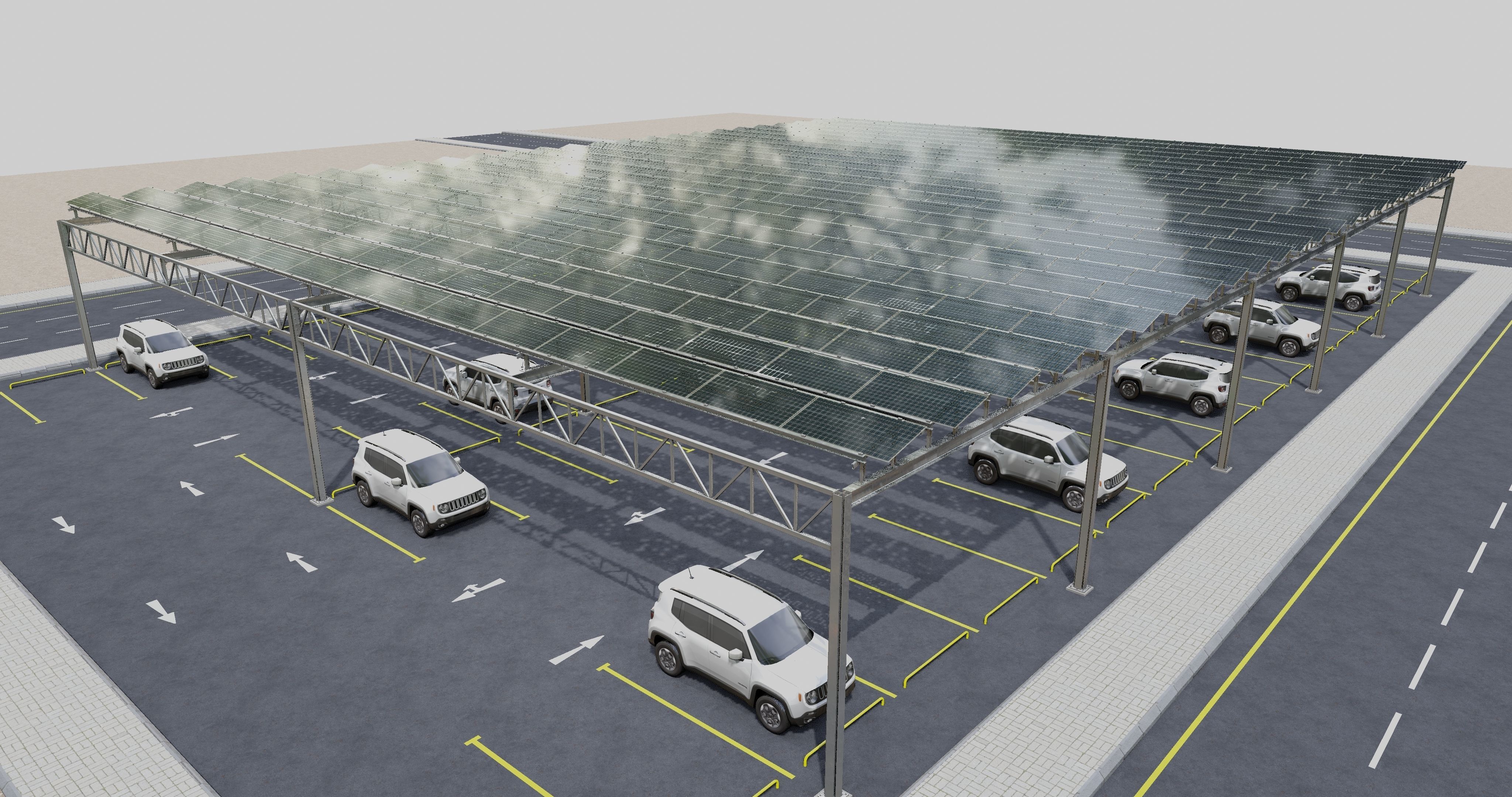 Solar Carport Type 6 3D model | CGTrader