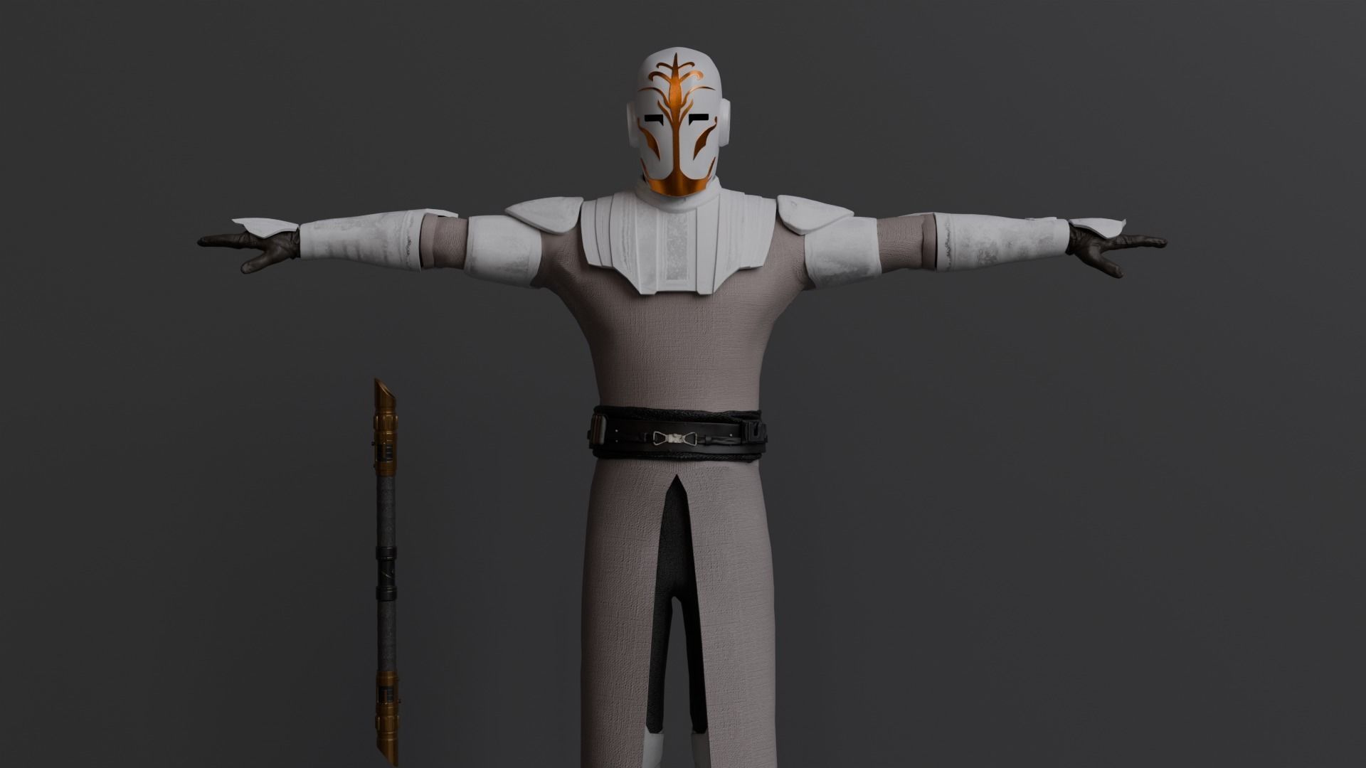 Jedi Temple Guard Rigged 3D Asset And High Quality Lightsaber 3D model ...