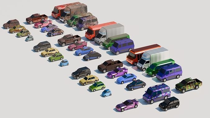3D model Low-Poly Car Collection 40 Ready-to-Use Models VR / AR / low ...