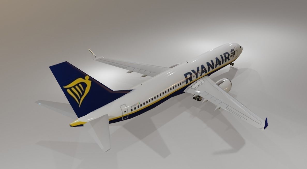 3D model Ryan Air Boeing 737 800 3D Model with cockpit VR / AR / low ...
