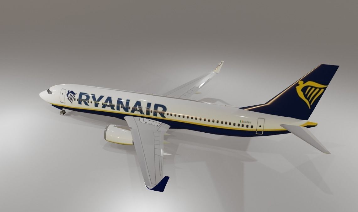 3D model Ryan Air Boeing 737 800 3D Model with cockpit VR / AR / low ...