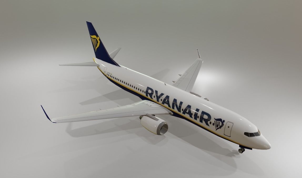 3D model Ryan Air Boeing 737 800 3D Model with cockpit VR / AR / low ...