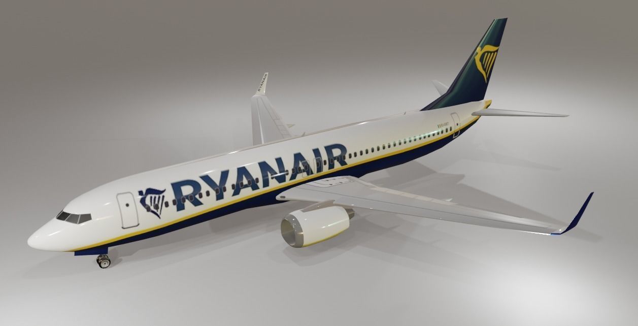 3D model Ryan Air Boeing 737 800 3D Model with cockpit VR / AR / low ...