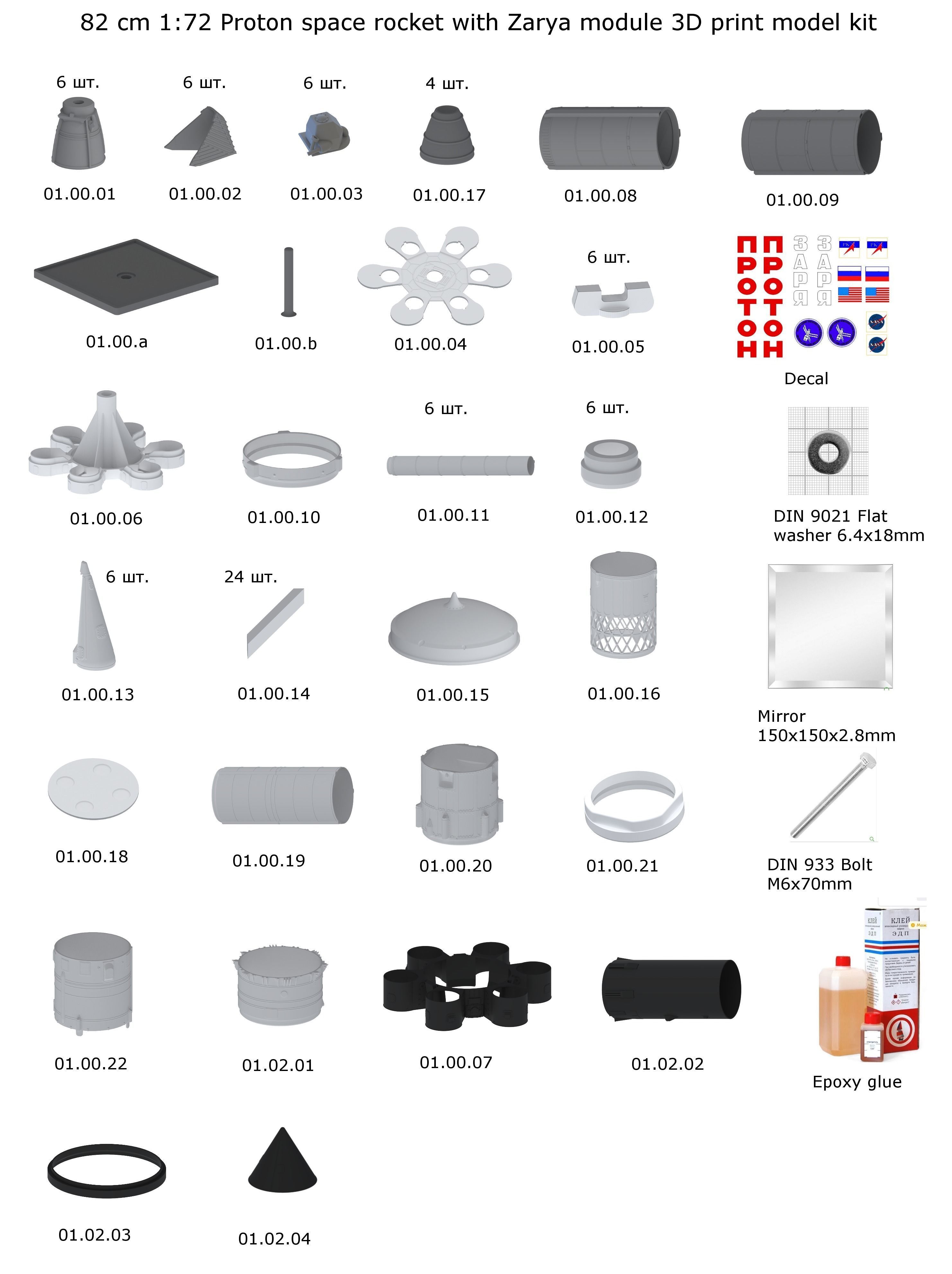 Rocket Proton - Zarya 3D print model 3D model 3D printable | CGTrader