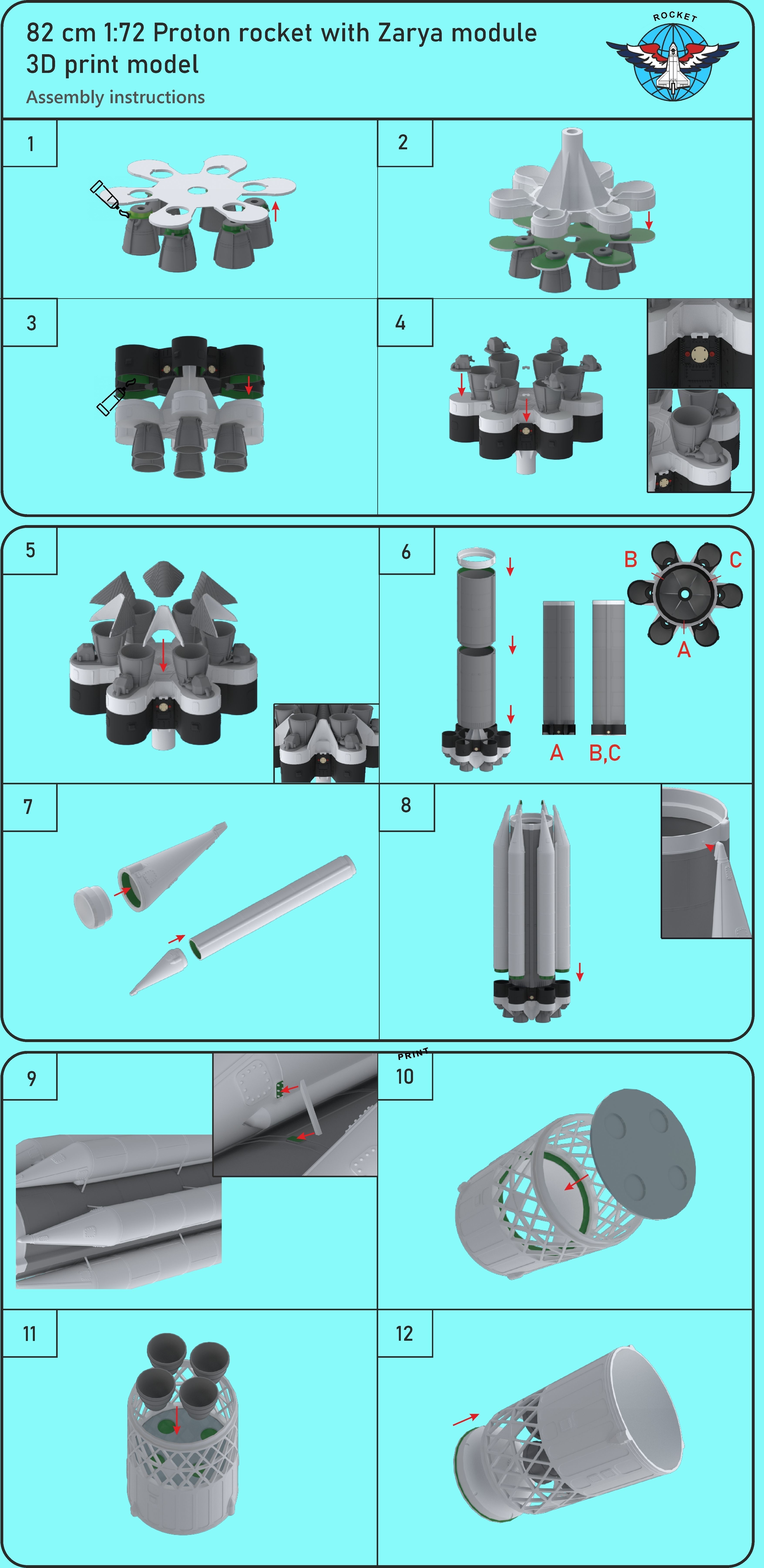 Rocket Proton - Zarya 3D print model 3D model 3D printable | CGTrader