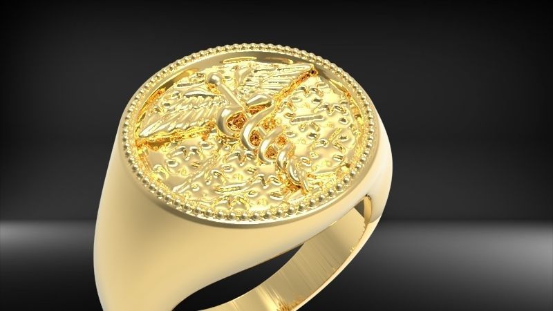 Caduceus Medical Ring Symbol Jewelry 3D model 3D printable | CGTrader