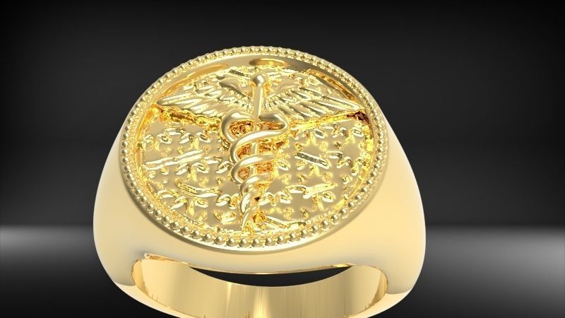 Caduceus Medical Ring Symbol Jewelry 3D model 3D printable | CGTrader