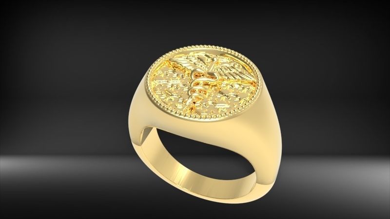Caduceus Medical Ring Symbol Jewelry 3D model 3D printable | CGTrader