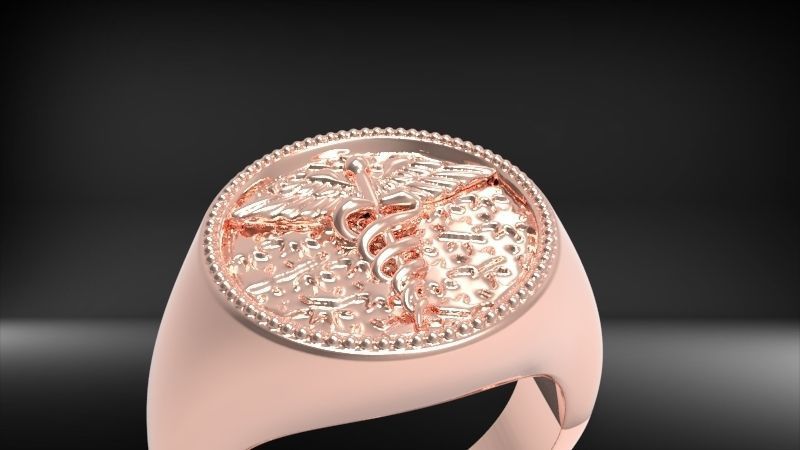 Caduceus Medical Ring Symbol Jewelry 3D model 3D printable | CGTrader