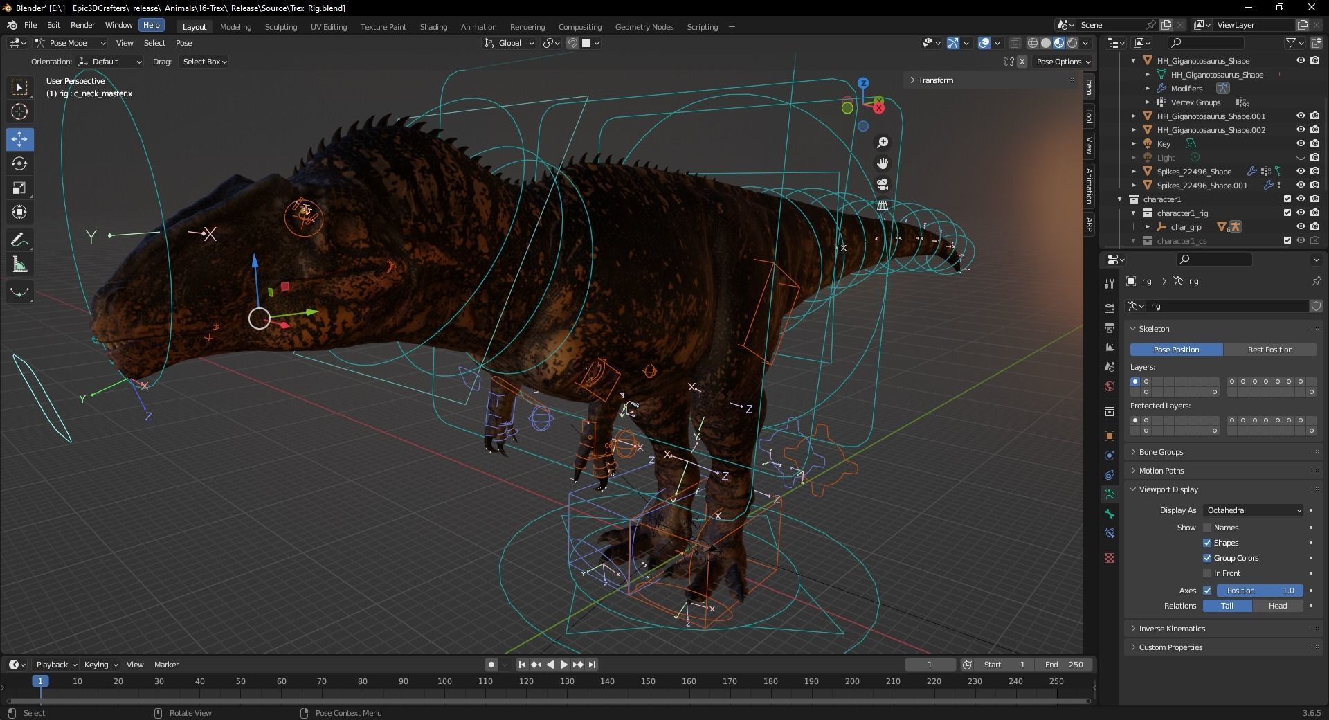 3D model Predator Dinosaur Jurassic Giant TRex 3D Model Dino VR / AR ...