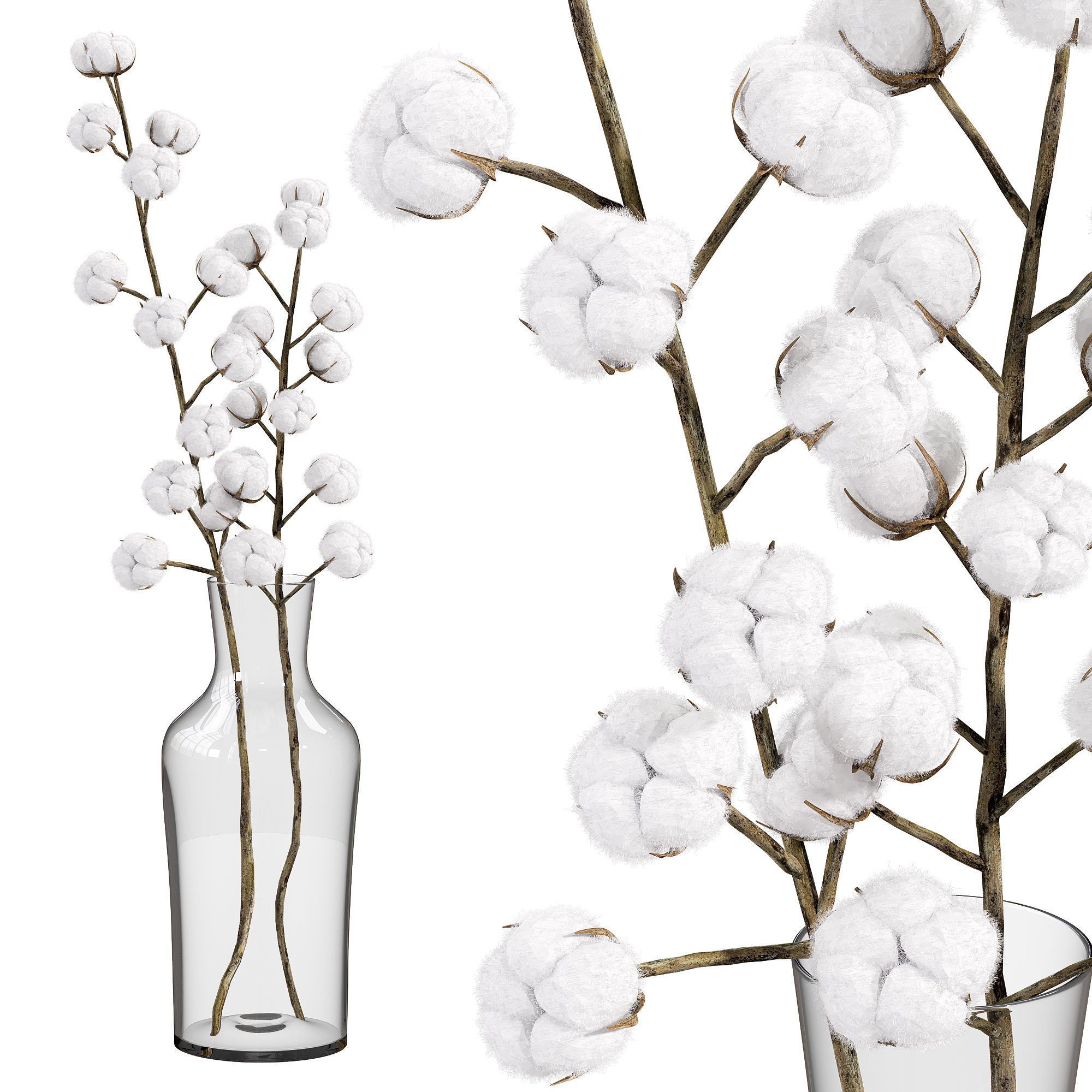 3D model cotton bouquet VR / AR / low-poly | CGTrader