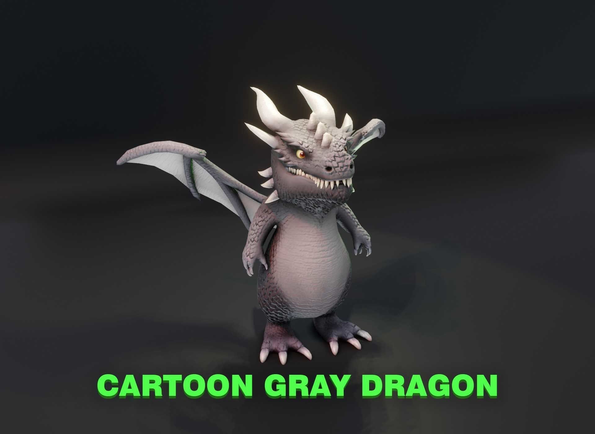 3D model Cartoon Gray Dragon 3D Model VR / AR / low-poly | CGTrader