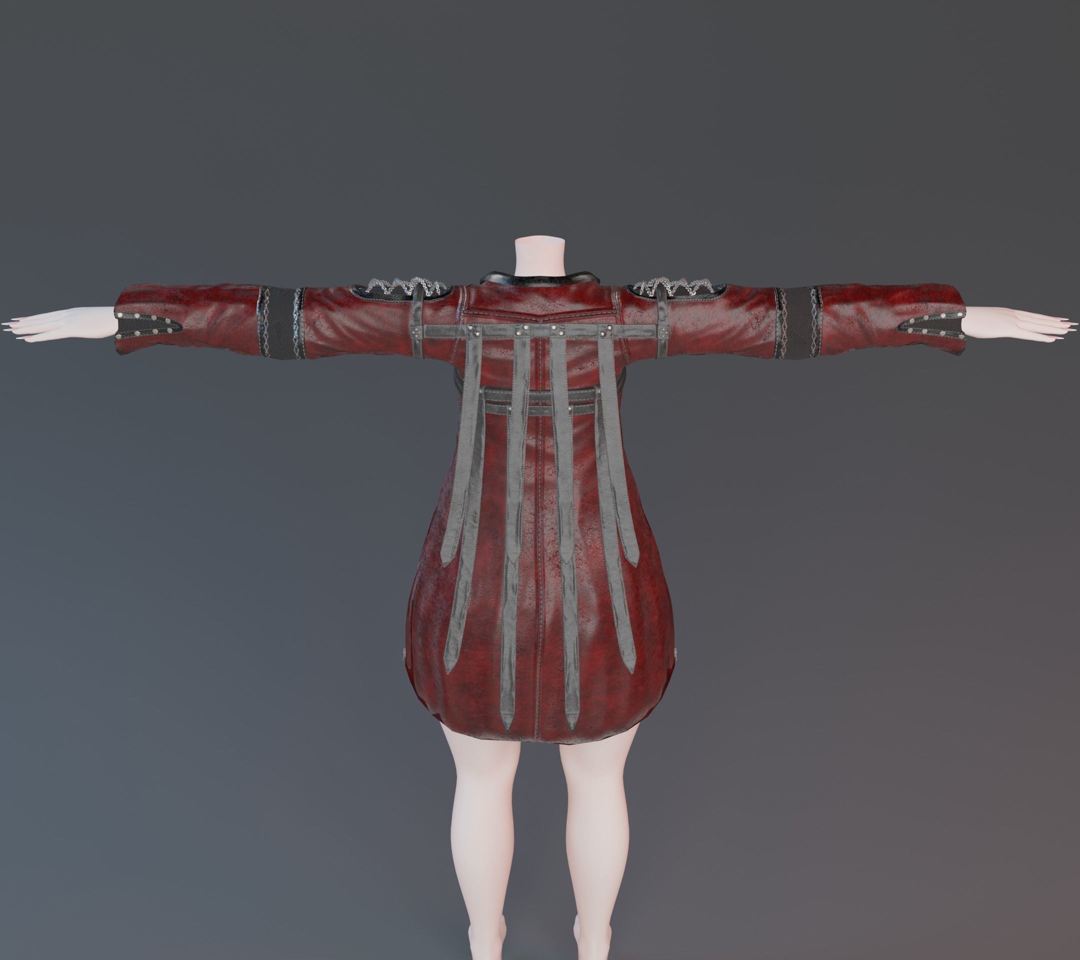 3D model Red Leather Punk Coat VR / AR / low-poly | CGTrader