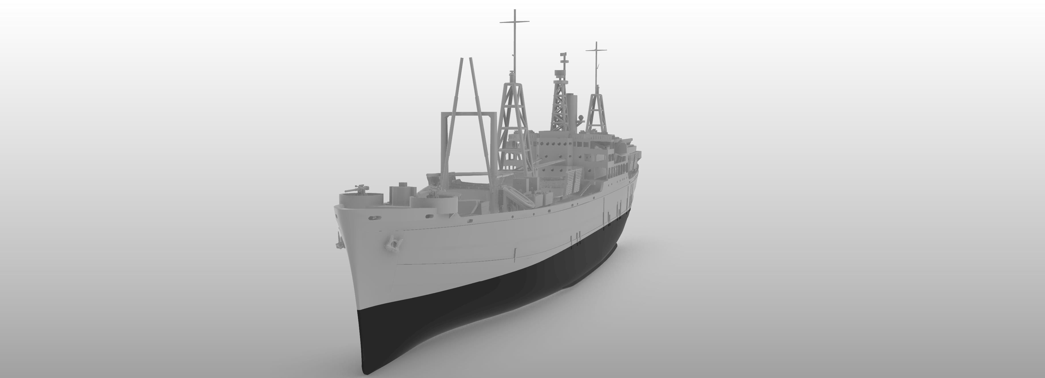 USS THUBAN Andromeda class WW2 attack cargo ship print ready 3D model ...