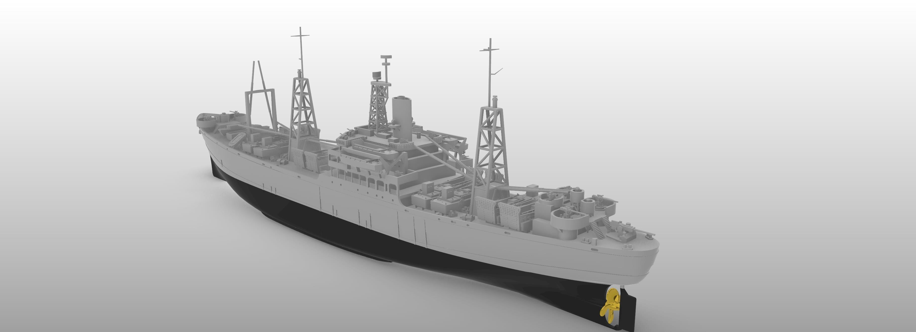 USS THUBAN Andromeda class WW2 attack cargo ship print ready 3D model ...