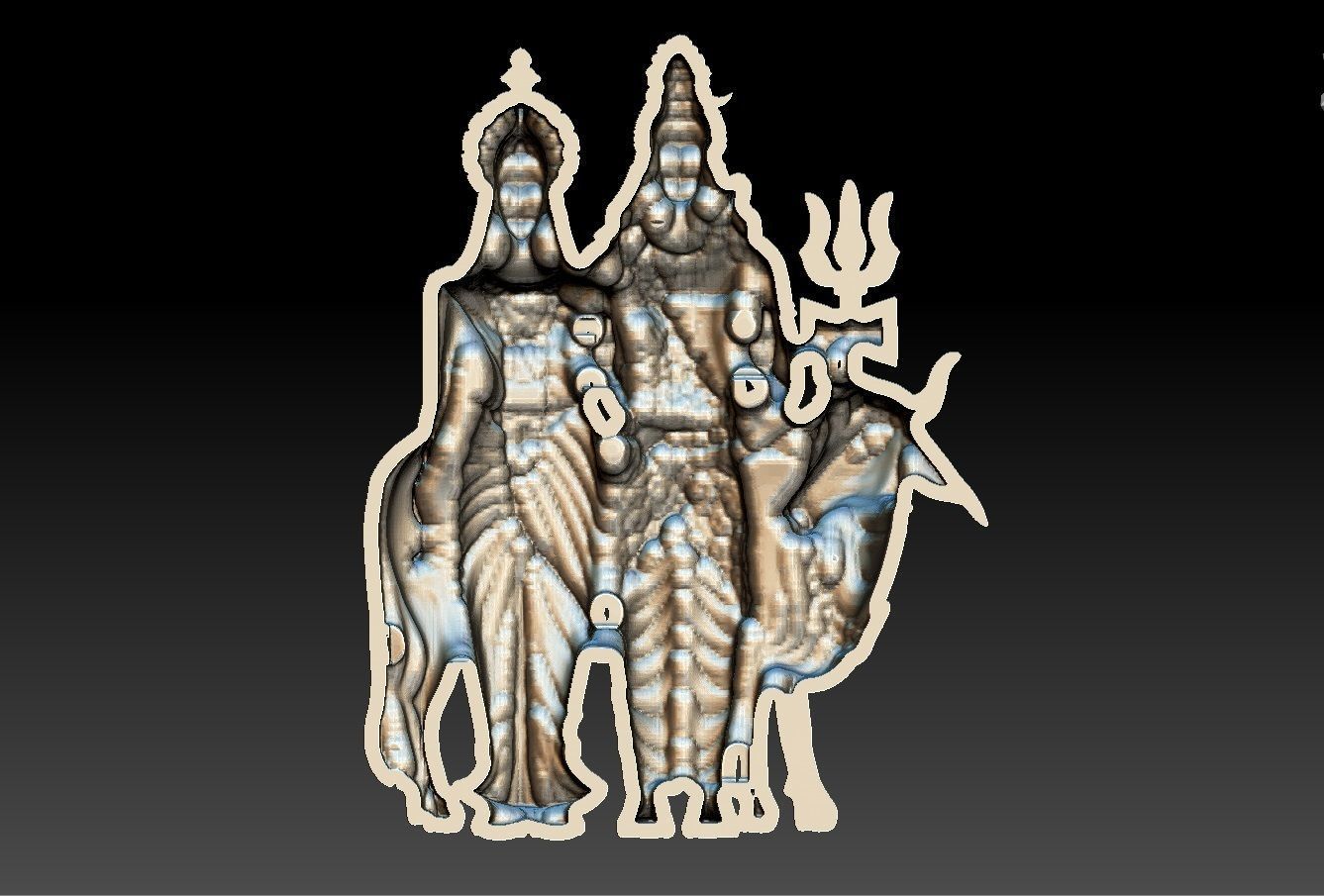 SHIVA PARVATHI WITH COW 3D model 3D printable | CGTrader
