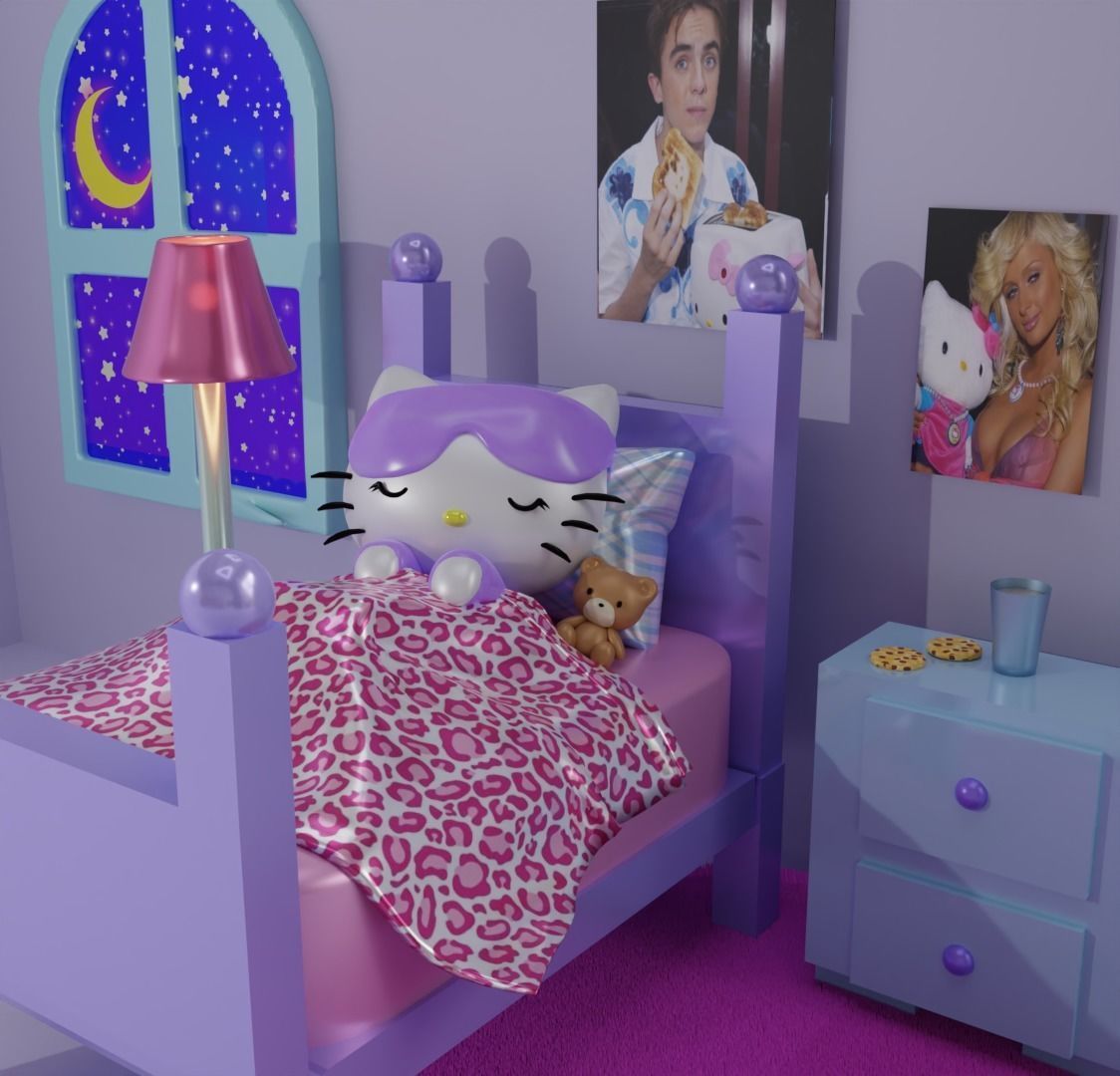 hello kitty slumber party bedroom 3D model | CGTrader