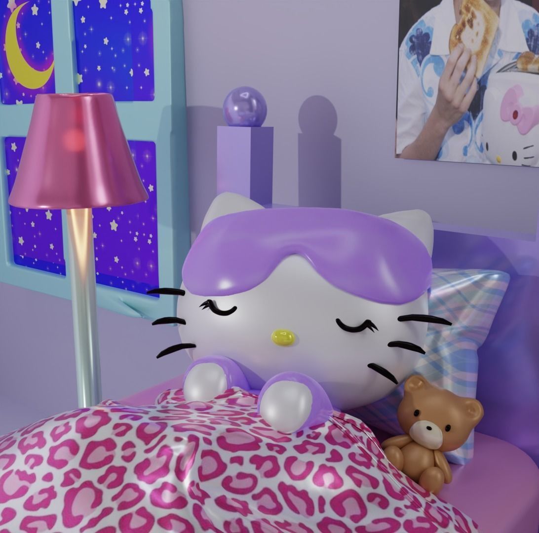 hello kitty slumber party bedroom 3D model | CGTrader