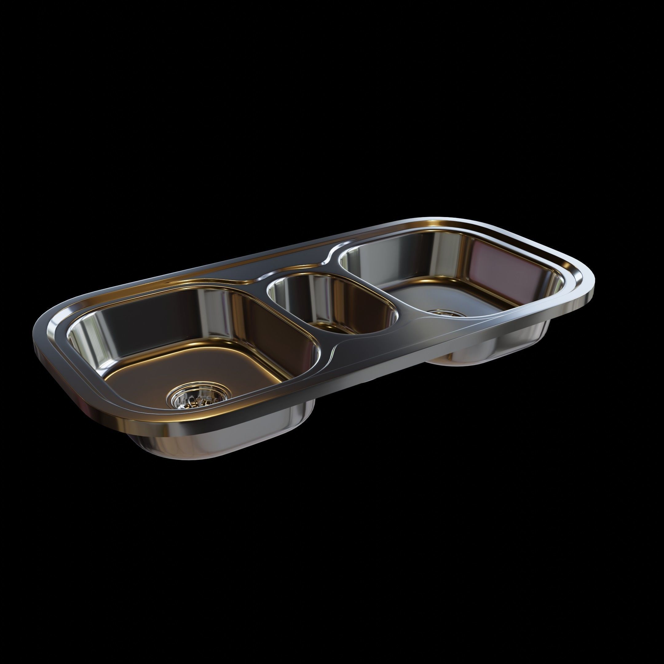 3D Replica Tripple Kitchen Sink free 3D model | CGTrader