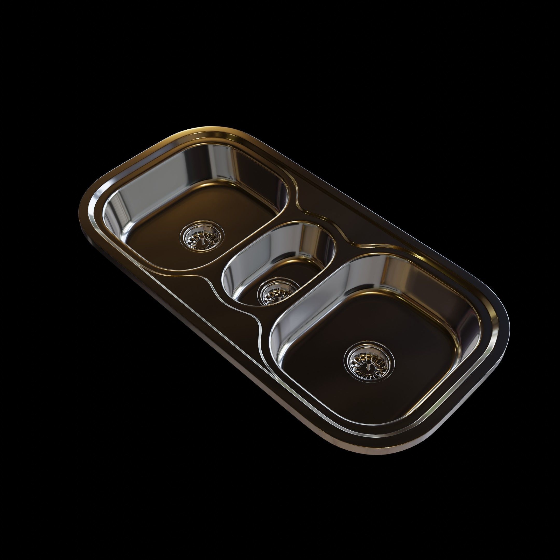 3D Replica Tripple Kitchen Sink free 3D model | CGTrader