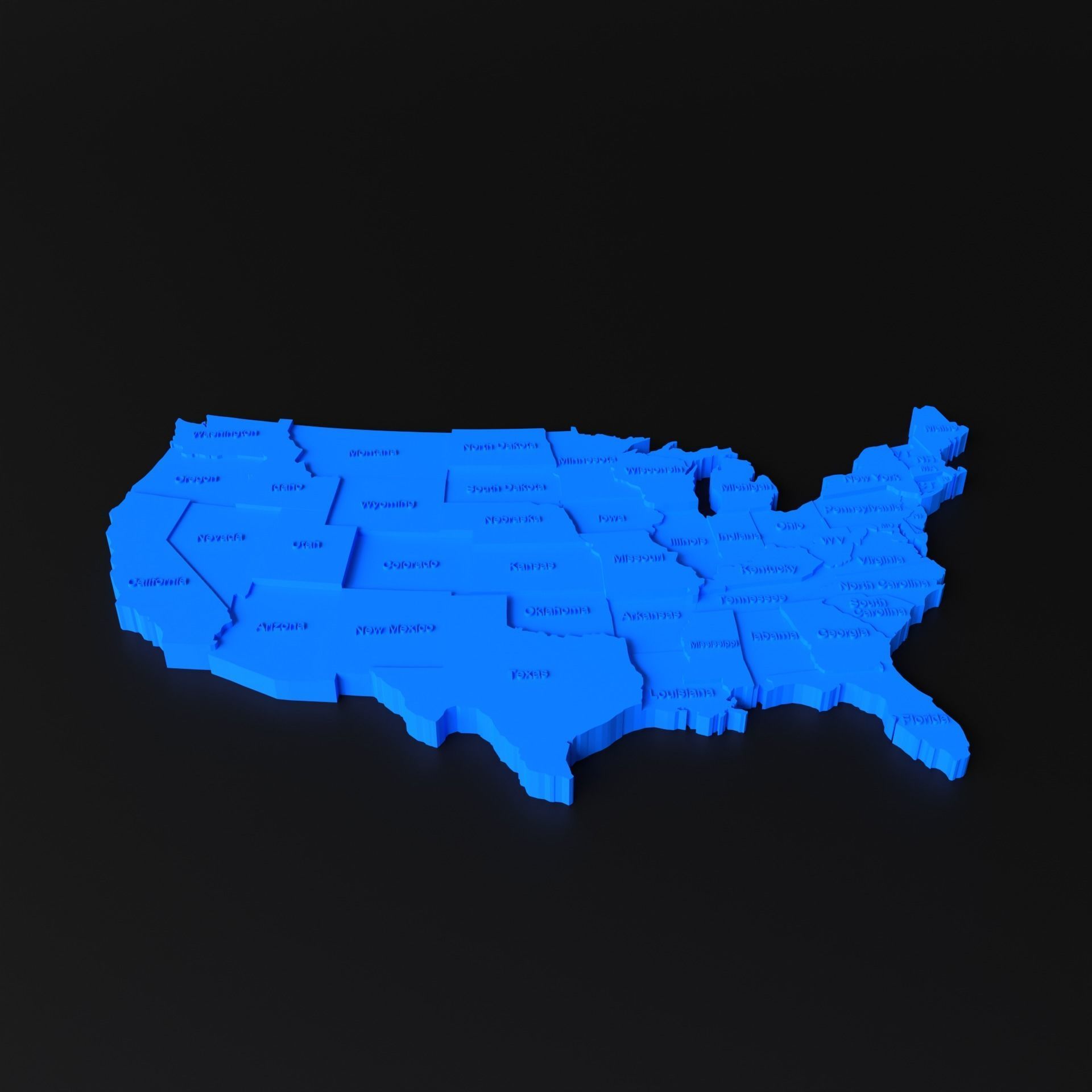 USA MAP WITH STATES NAMES -EASY PRINT NO SUPPORT 3D model 3D printable ...