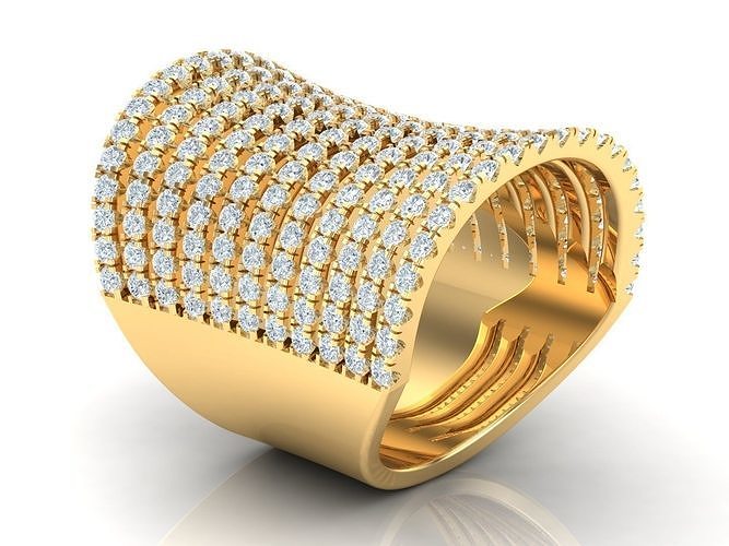 New Fashion Gold Diamond Mens Ring 1MR91 3D model 3D printable | CGTrader