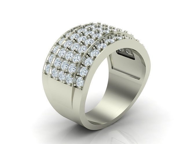 New Fashion Gold Diamond Mens Ring 1MR108 3D model 3D printable | CGTrader