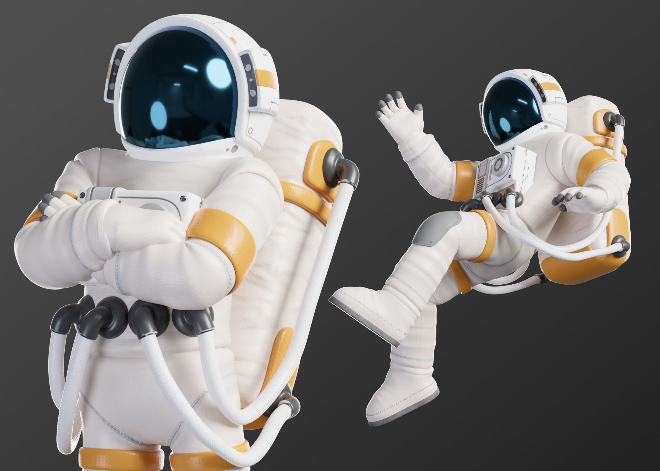 3D model Cartoon Man Astronaut Spacesuit Cosmonaut VR / AR / low-poly ...