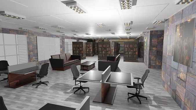 3D model Library Interior VR / AR / low-poly | CGTrader