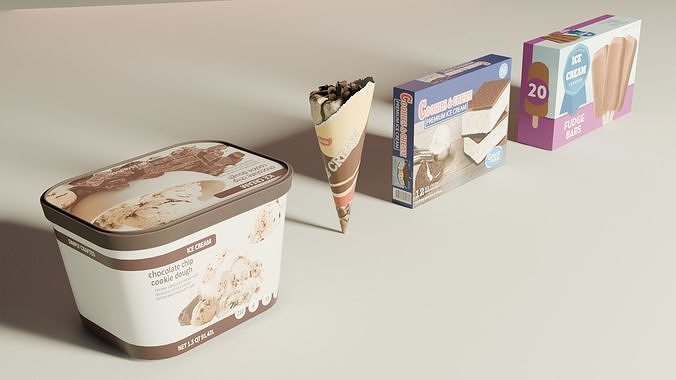 3D model ice cream pack PBR VR / AR / low-poly | CGTrader