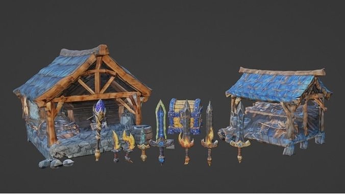 Blacksmith Stall and Weapons Pack 3D model | CGTrader