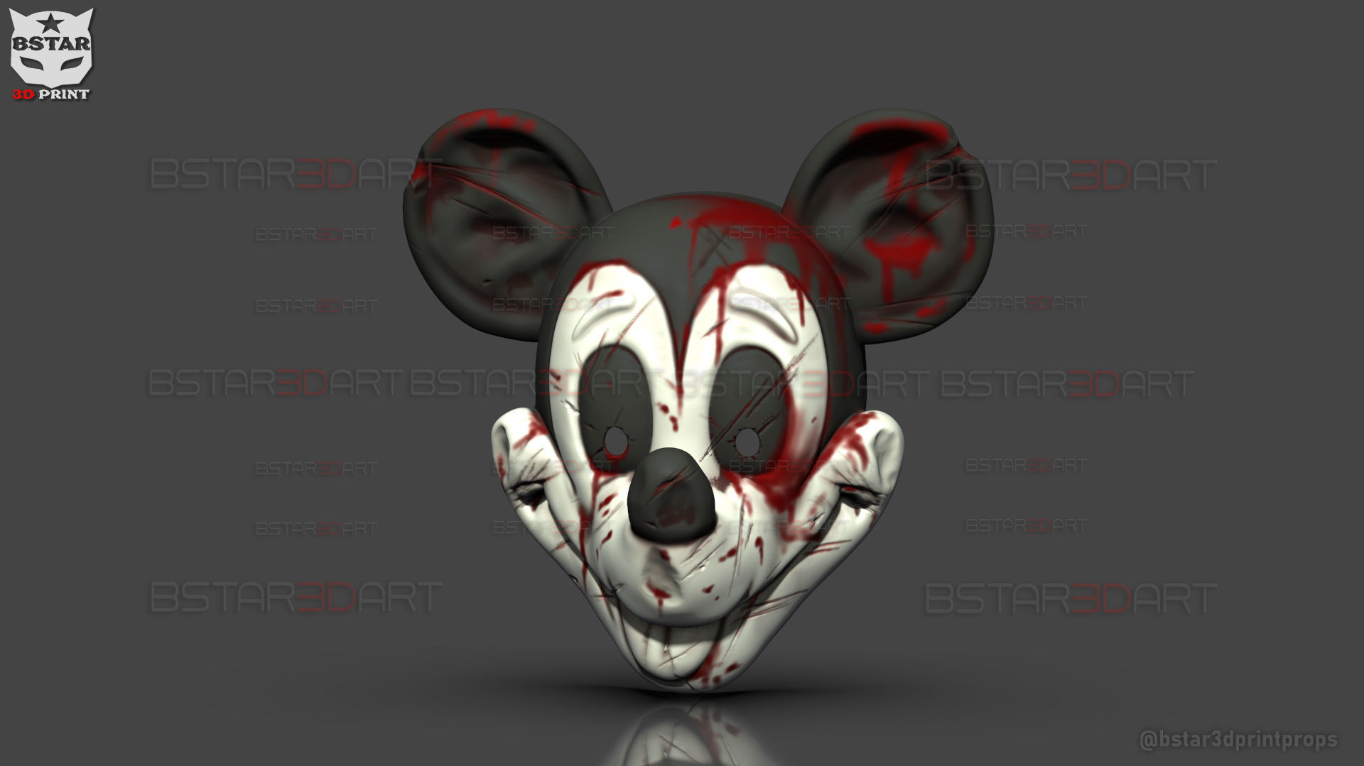 Mickey Mouse Trap Mask - Damaged Version - Halloween Cosplay 3D model ...