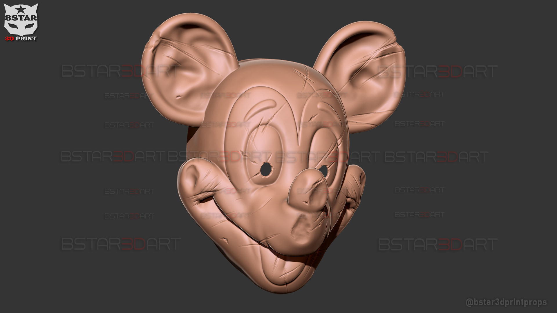 Mickey Mouse Trap Mask - Damaged Version - Halloween Cosplay 3D model ...