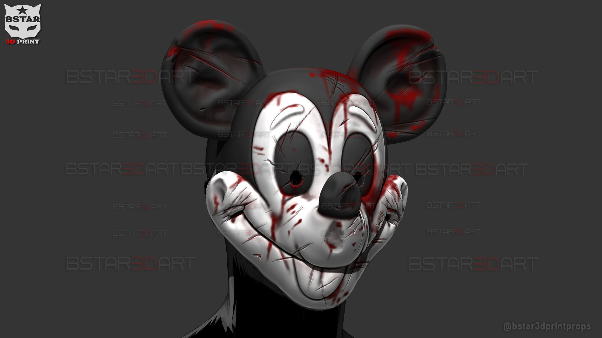 Mickey Mouse Trap Mask - Damaged Version - Halloween Cosplay 3D model ...