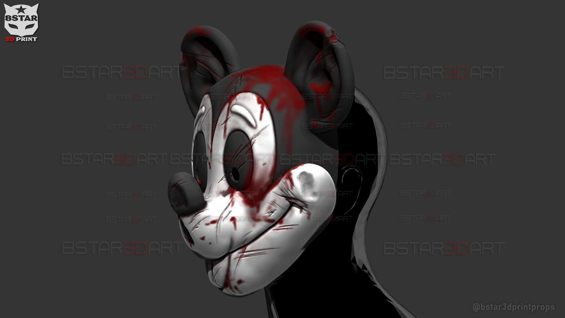 Mickey Mouse Trap Mask - Damaged Version - Halloween Cosplay 3D model ...