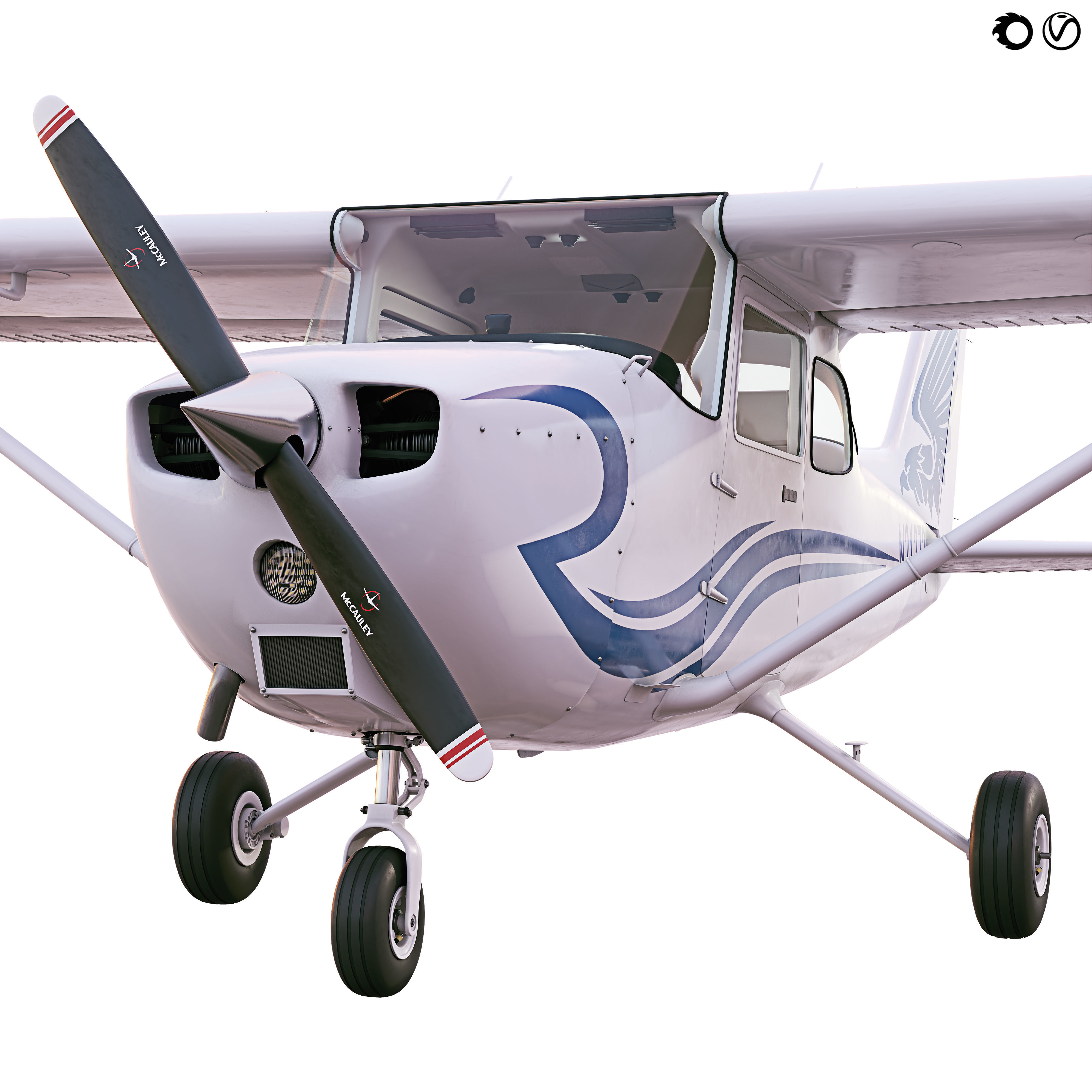 Cessna 172 3D model animated rigged | CGTrader
