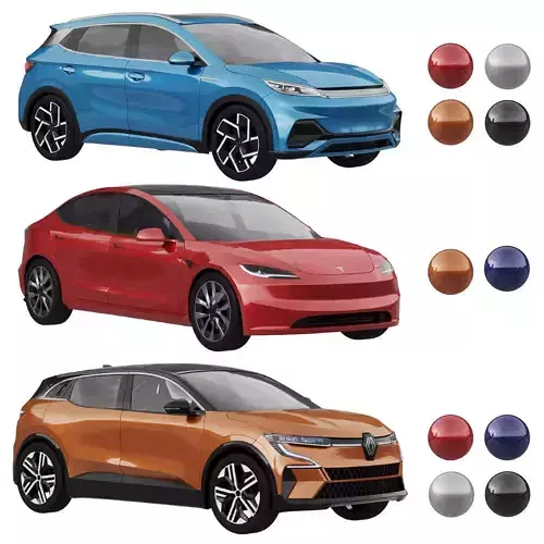 3D model Mid poly cars set 1 VR / AR / low-poly | CGTrader