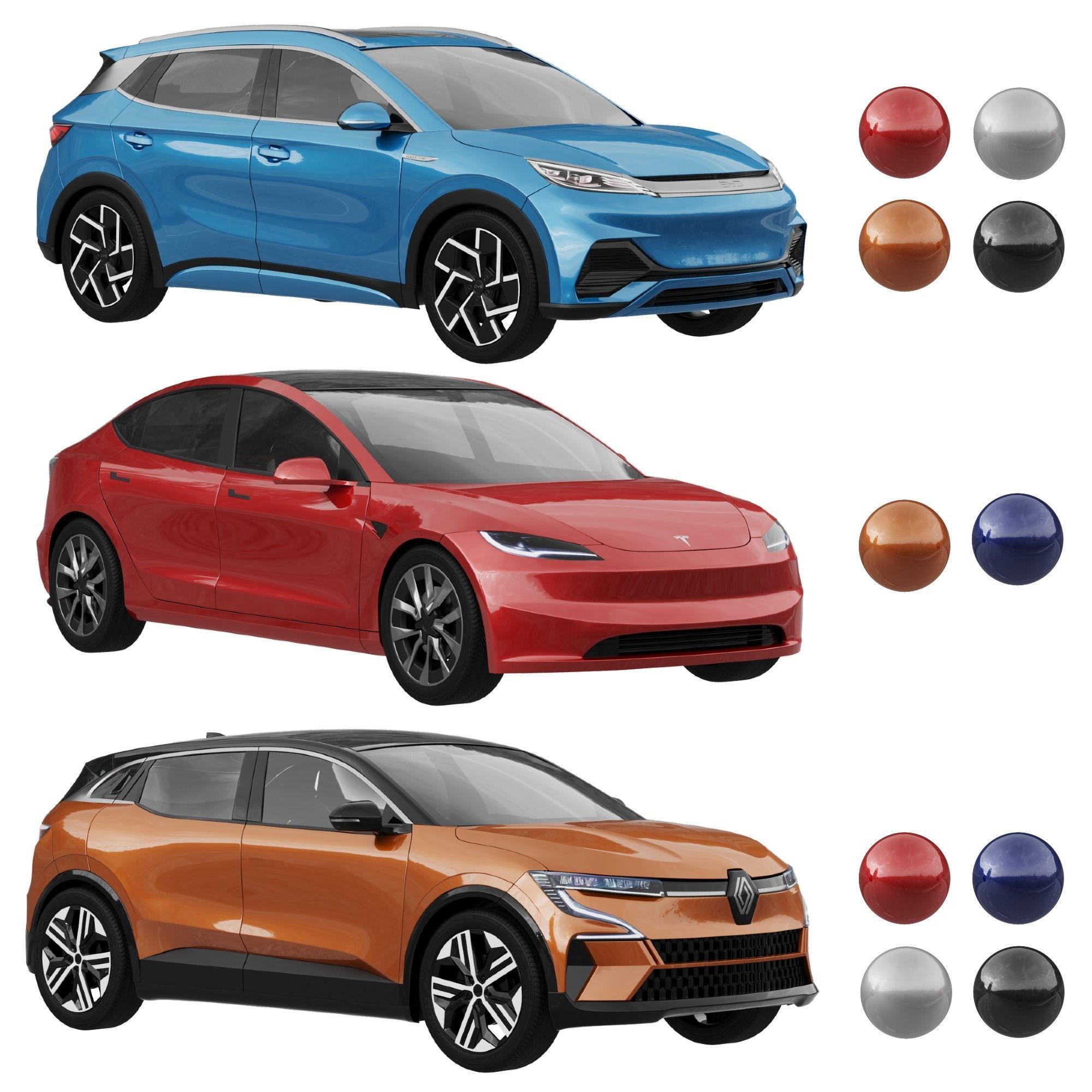 3D model Mid poly cars set 1 VR / AR / low-poly | CGTrader