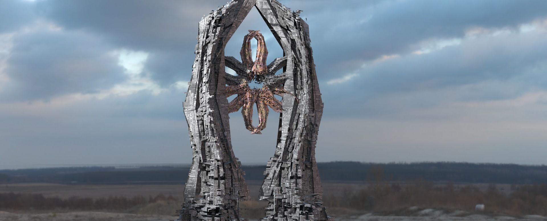 Dark Stone Sci fi monoliths gate 3D model | CGTrader