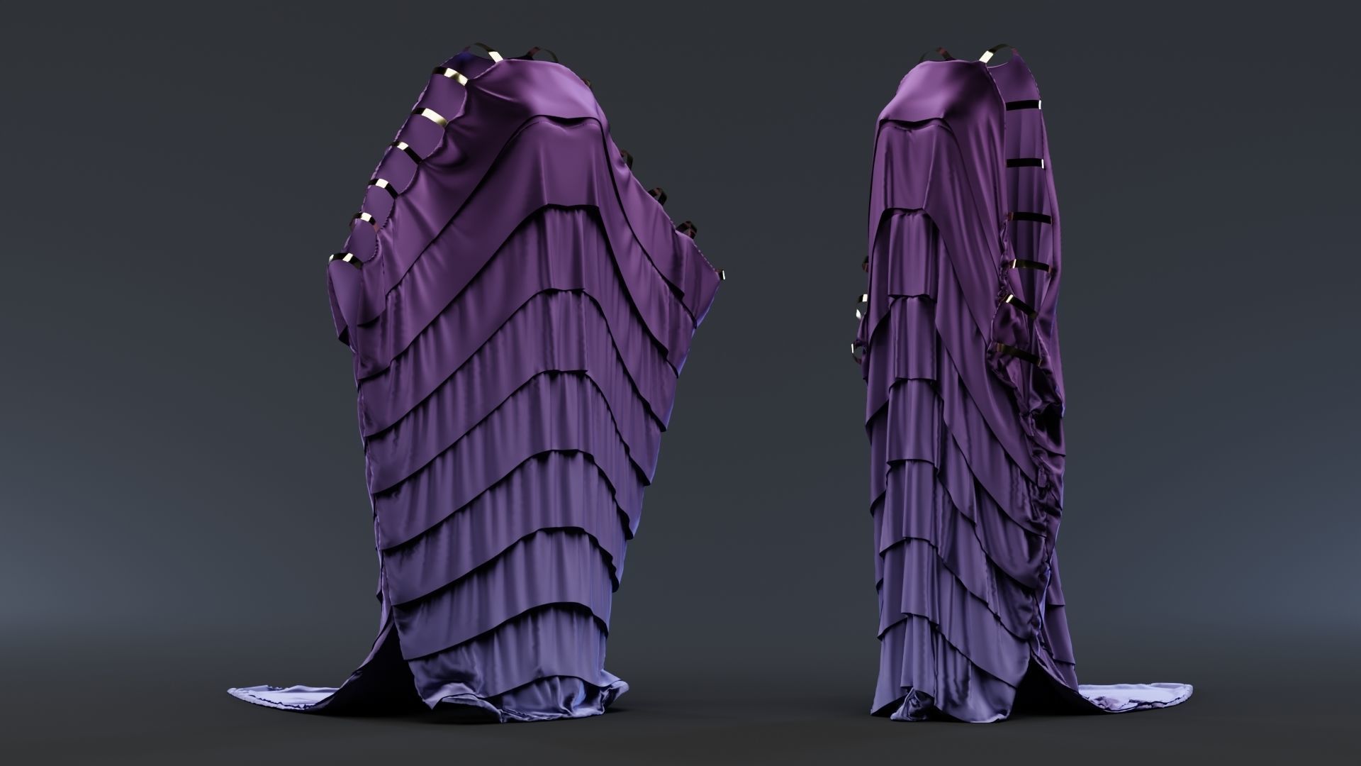 Multilayered Dress with a Tail Fitted to Gen8 Body Mesh 3D model | CGTrader