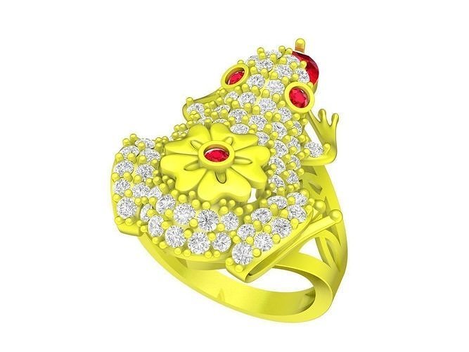 7097 flower lucky diamond toad women ring 3D model 3D printable | CGTrader