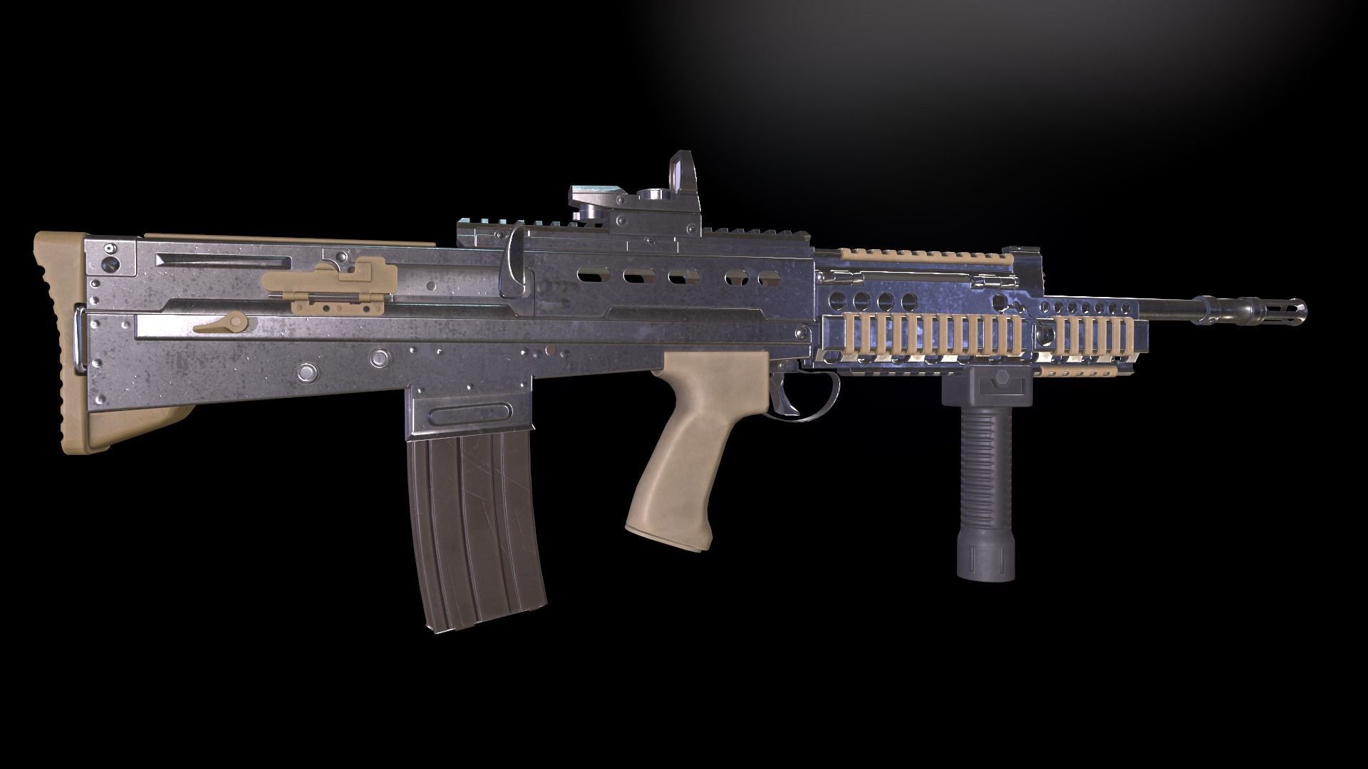 3D model SA80 rifle - Low-poly 3D modeling and textures VR / AR / low ...